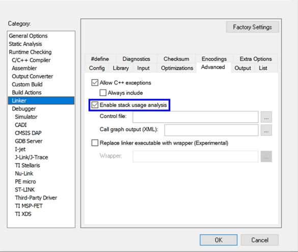 在IAR Embedded Workbench中分析和监控堆栈使用
